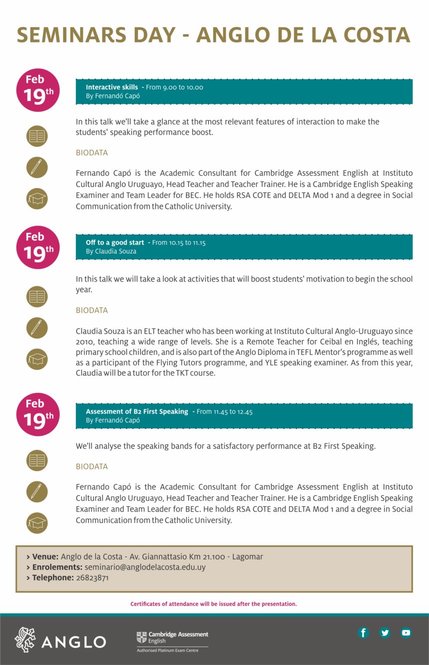 SEMINAR DAY ANGLO DE LA COSTA - Anglo de la Costa